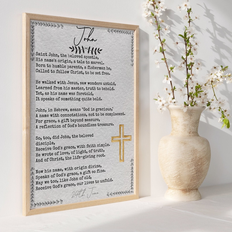 Printable John Poem, Name Poem, Digital Poem, Saint John Downloadable ...