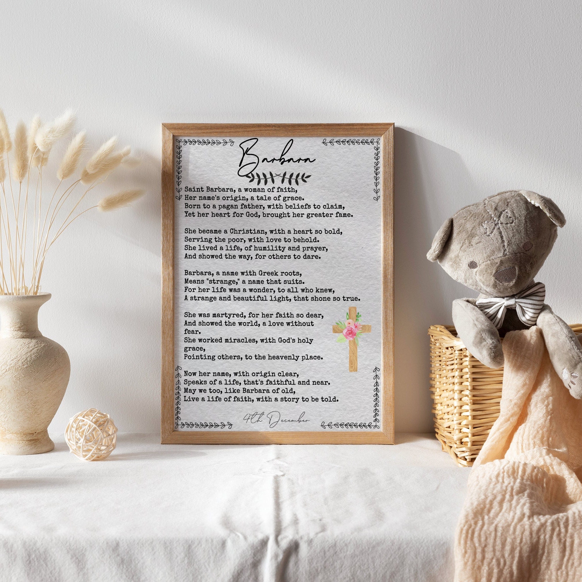 Printable Barbara Poem, Name Poem, Digital Poem, Saint Barbara ...