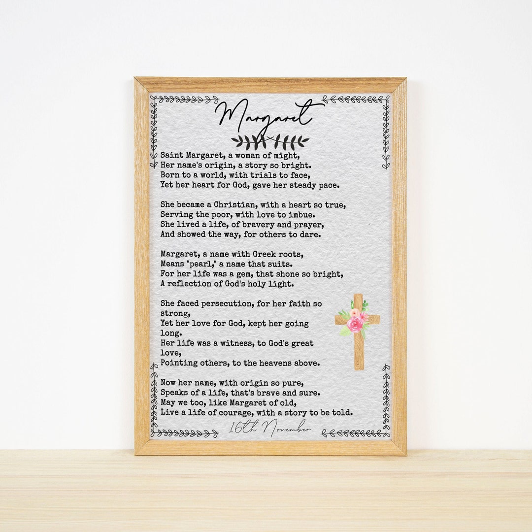 Printable Margaret Poem, Name Poem, Digital Poem, Saint Margaret ...