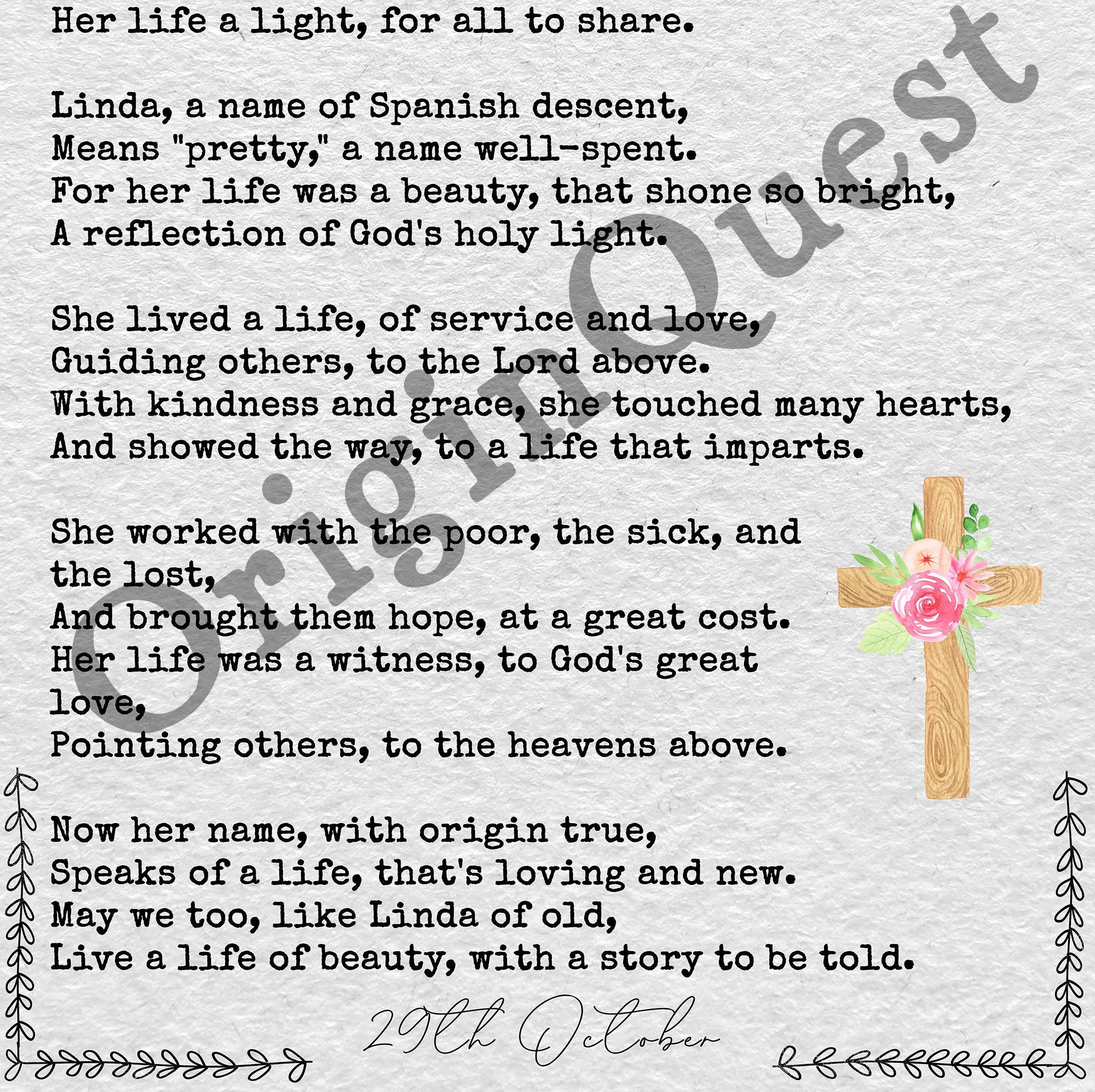 Printable Linda Poem, Name Poem, Digital Poem, Saint Linda Downloadable ...