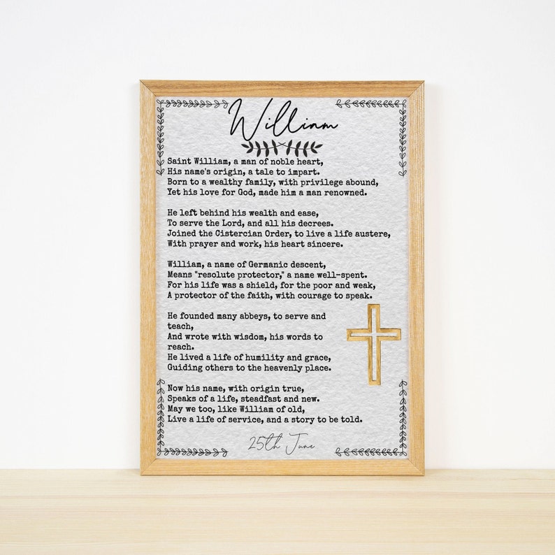 Printable William Poem, Name Poem, Digital Poem, Saint William ...