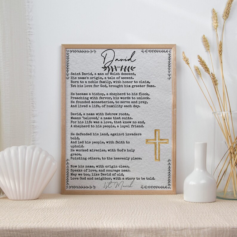 Printable David Poem, Name Poem, Digital Poem, Saint David Downloadable ...