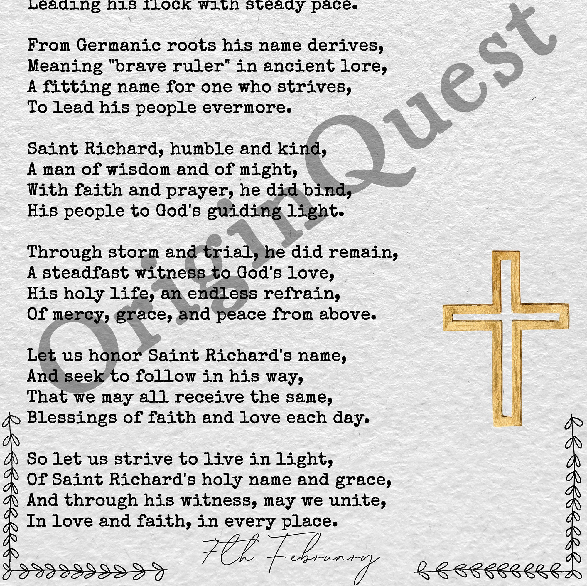 Printable Richard Poem, Name Poem, Digital Poem, Saint Richard ...