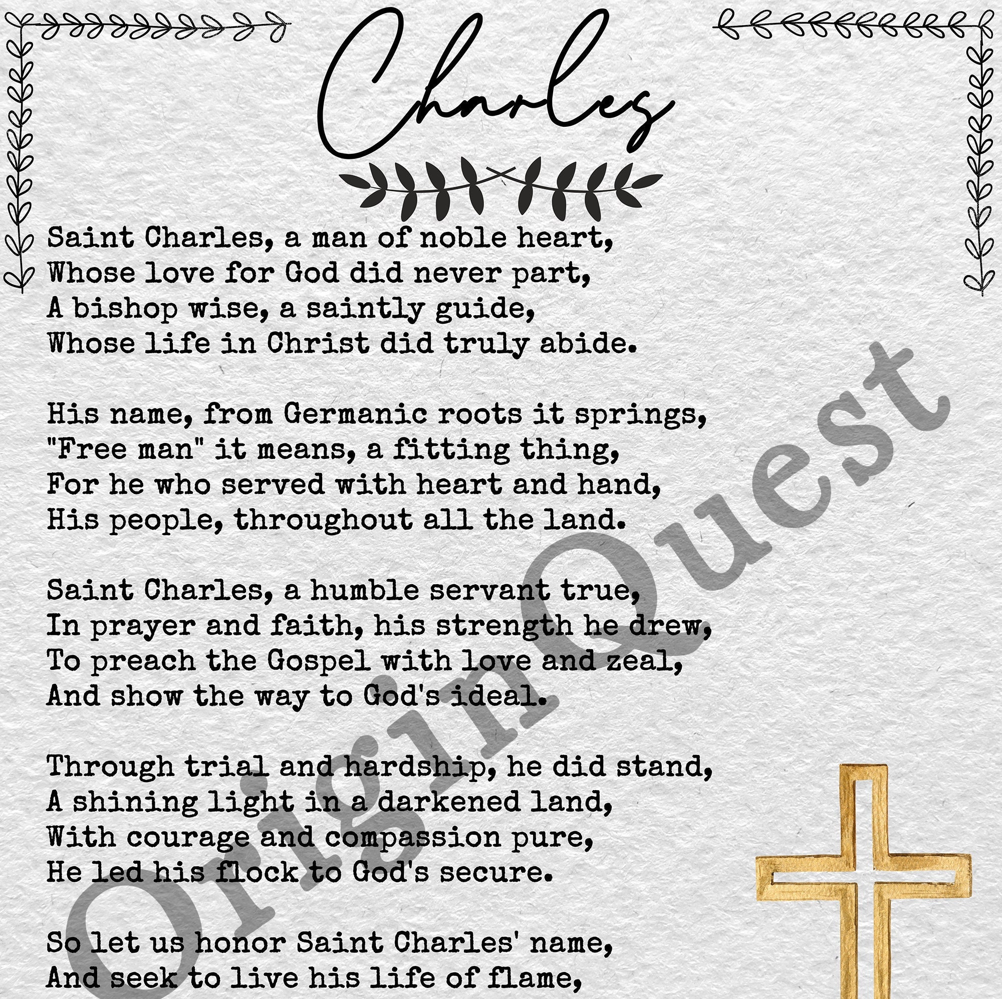 Printable Charles Poem, Name Poem, Digital Poem, Saint Charles ...