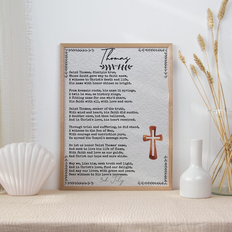 Printable Thomas Poem, Name Poem, Digital Poem, Saint Thomas ...