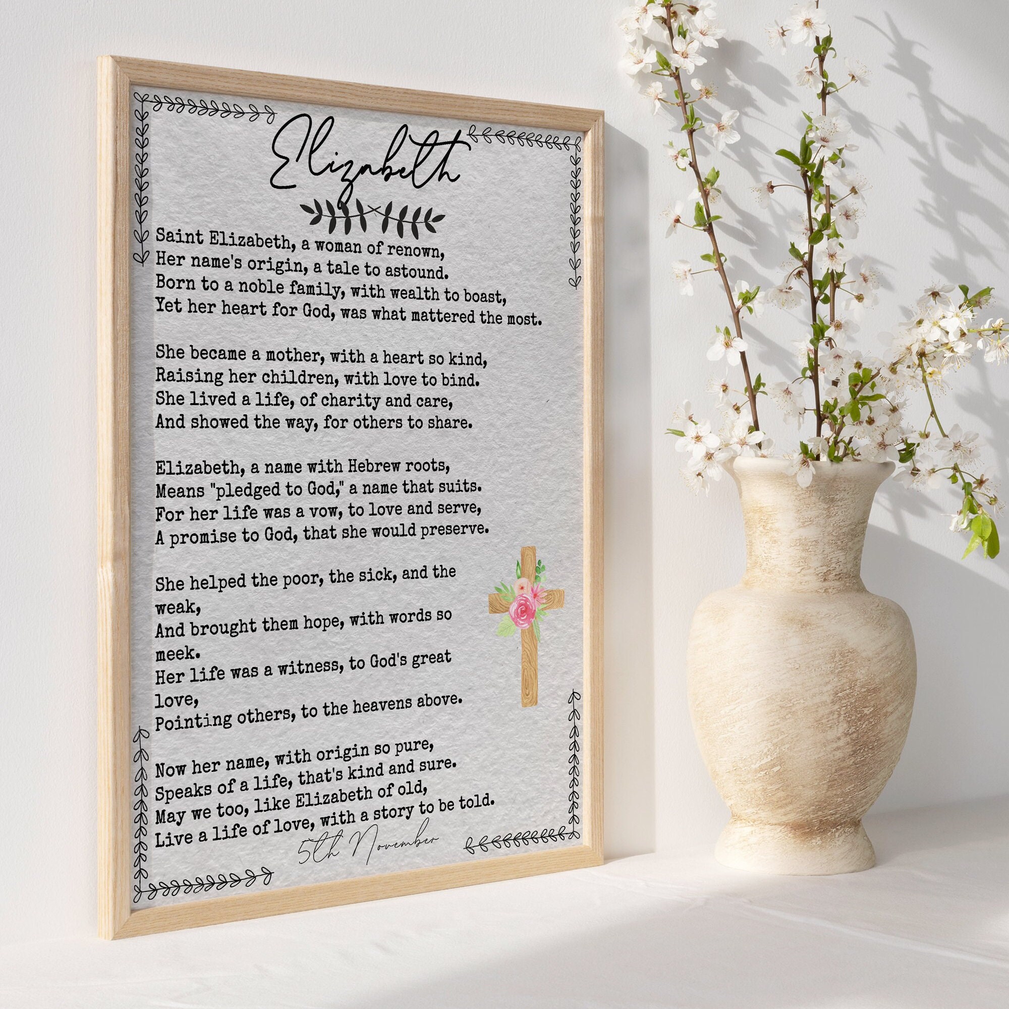 Printable Elizabeth Poem, Name Poem, Digital Poem, Saint Elizabeth ...