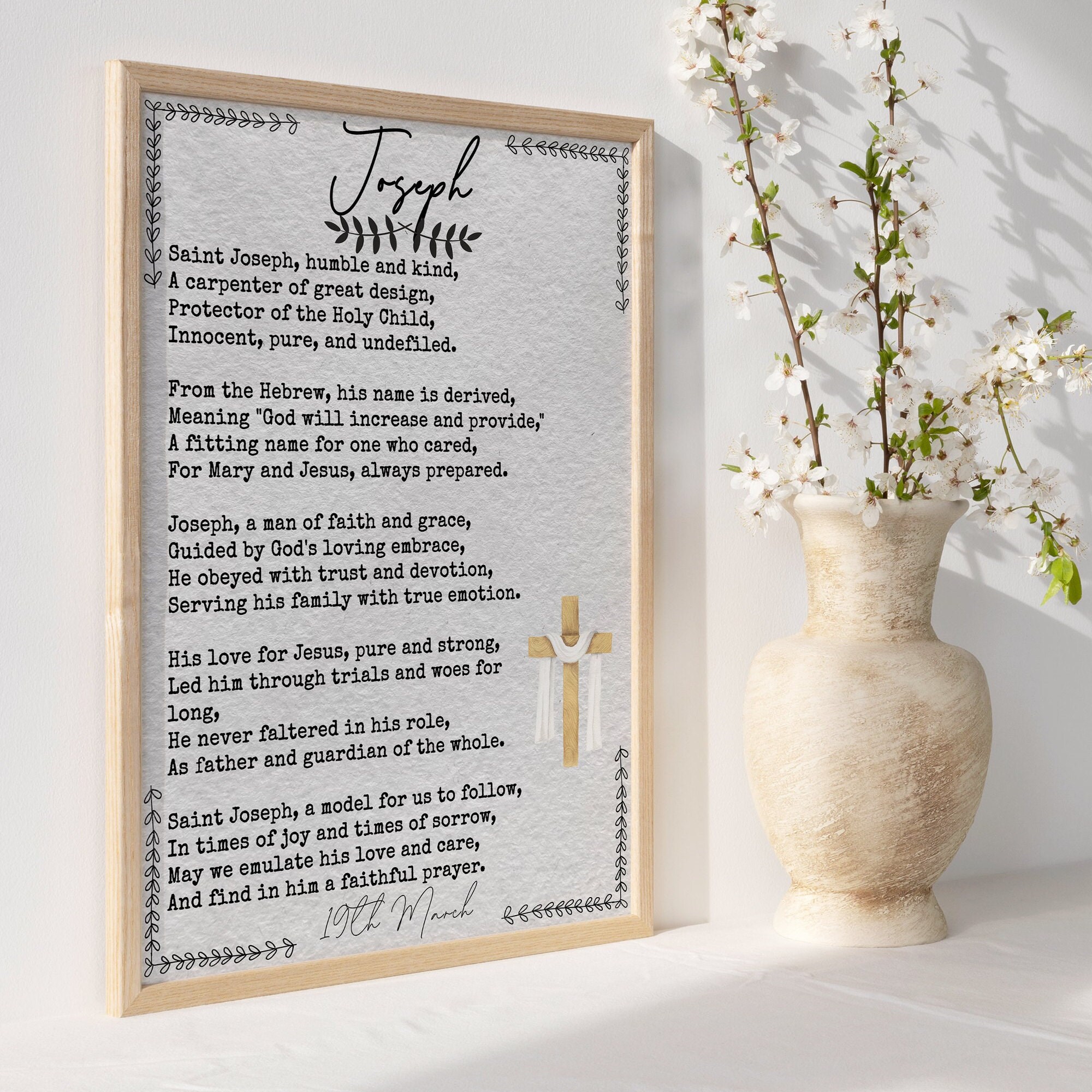 Printable Joseph Poem Name Poem Digital Poem Saint Joseph - Etsy