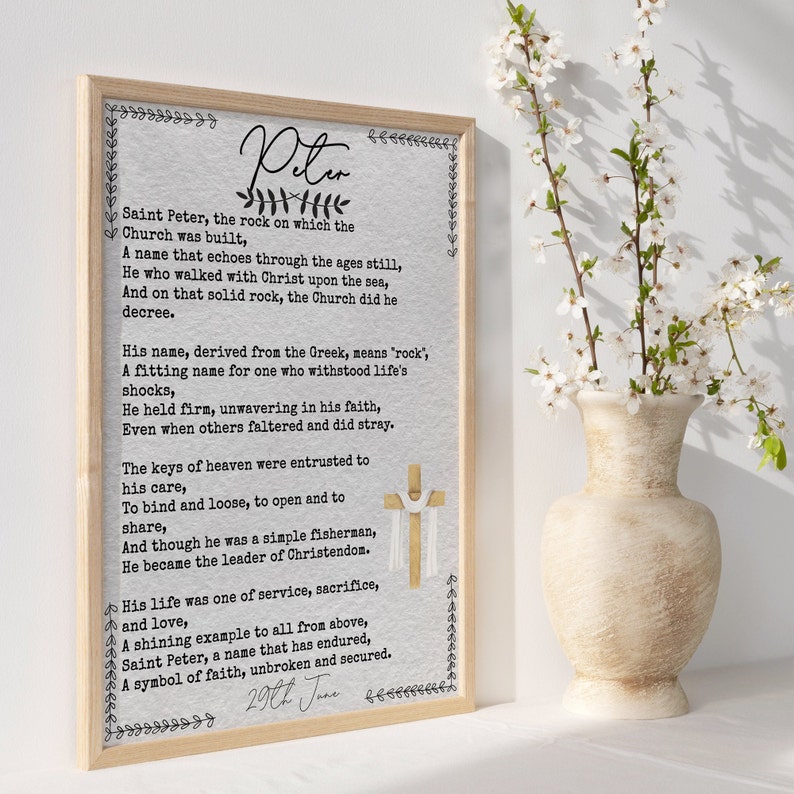 Printable Peter Poem, Name Poem, Digital Poem, Saint Peter Downloadable ...
