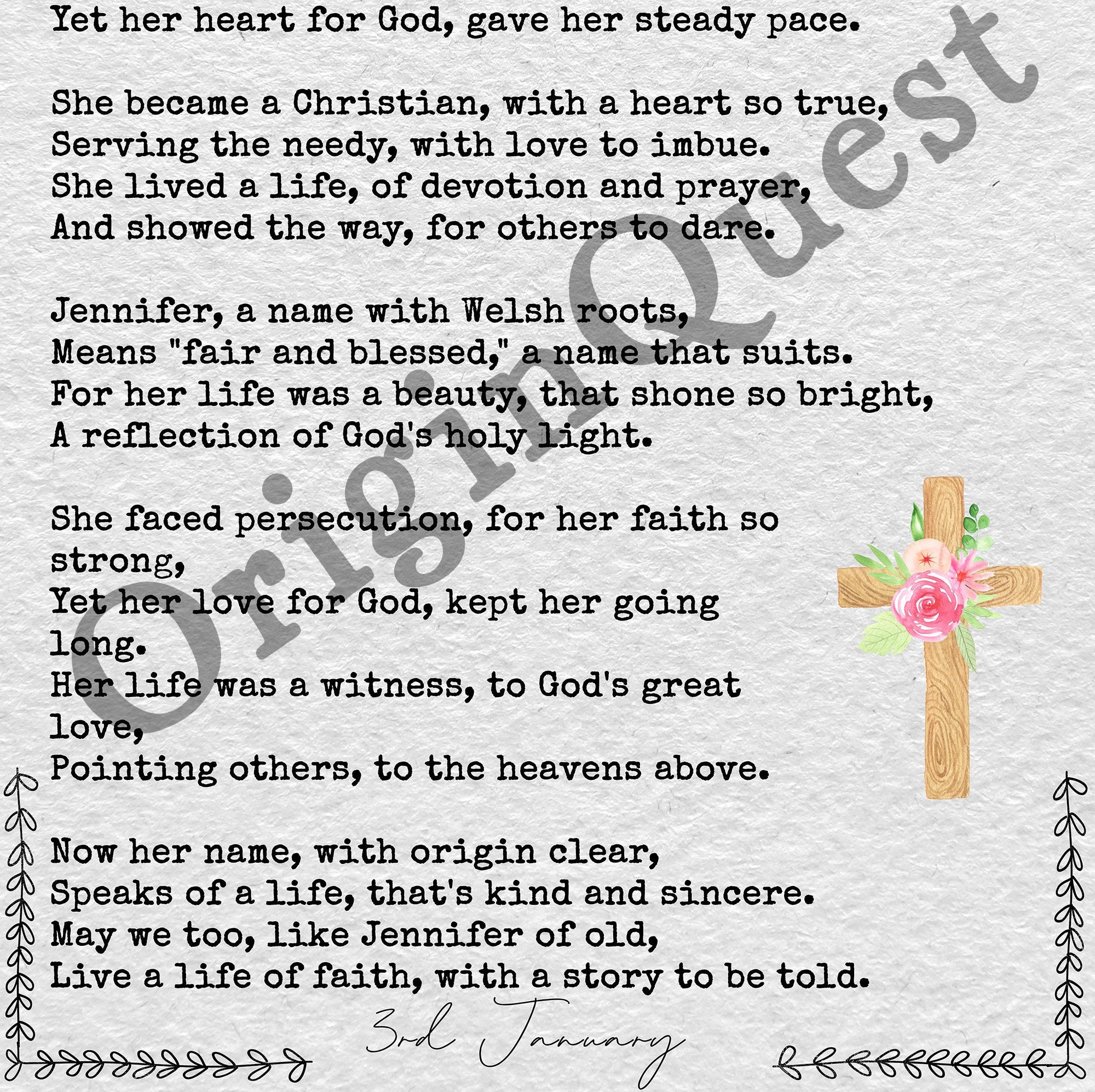 Printable Jennifer Poem, Name Poem, Digital Poem, Saint Jennifer ...