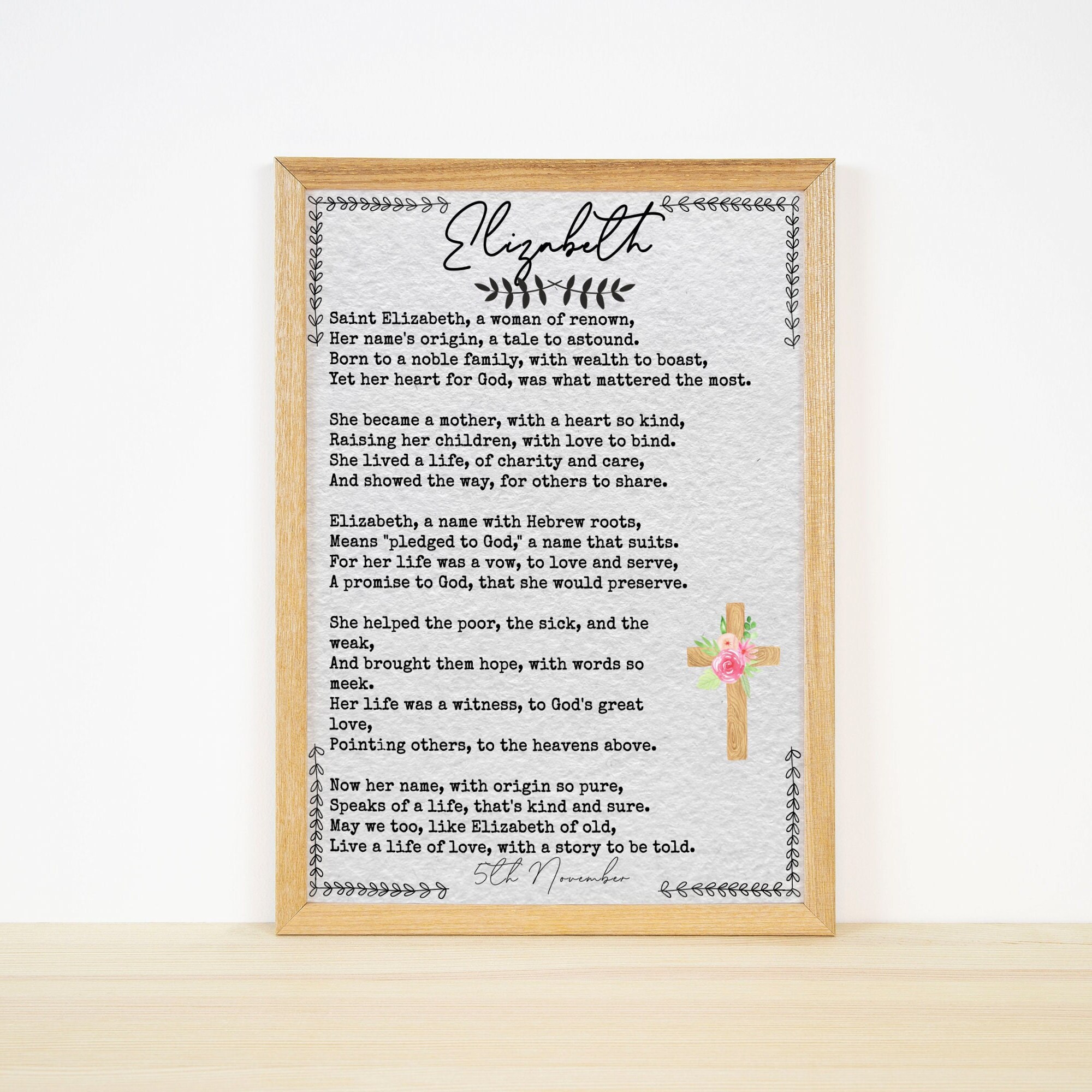 Printable Elizabeth Poem, Name Poem, Digital Poem, Saint Elizabeth ...