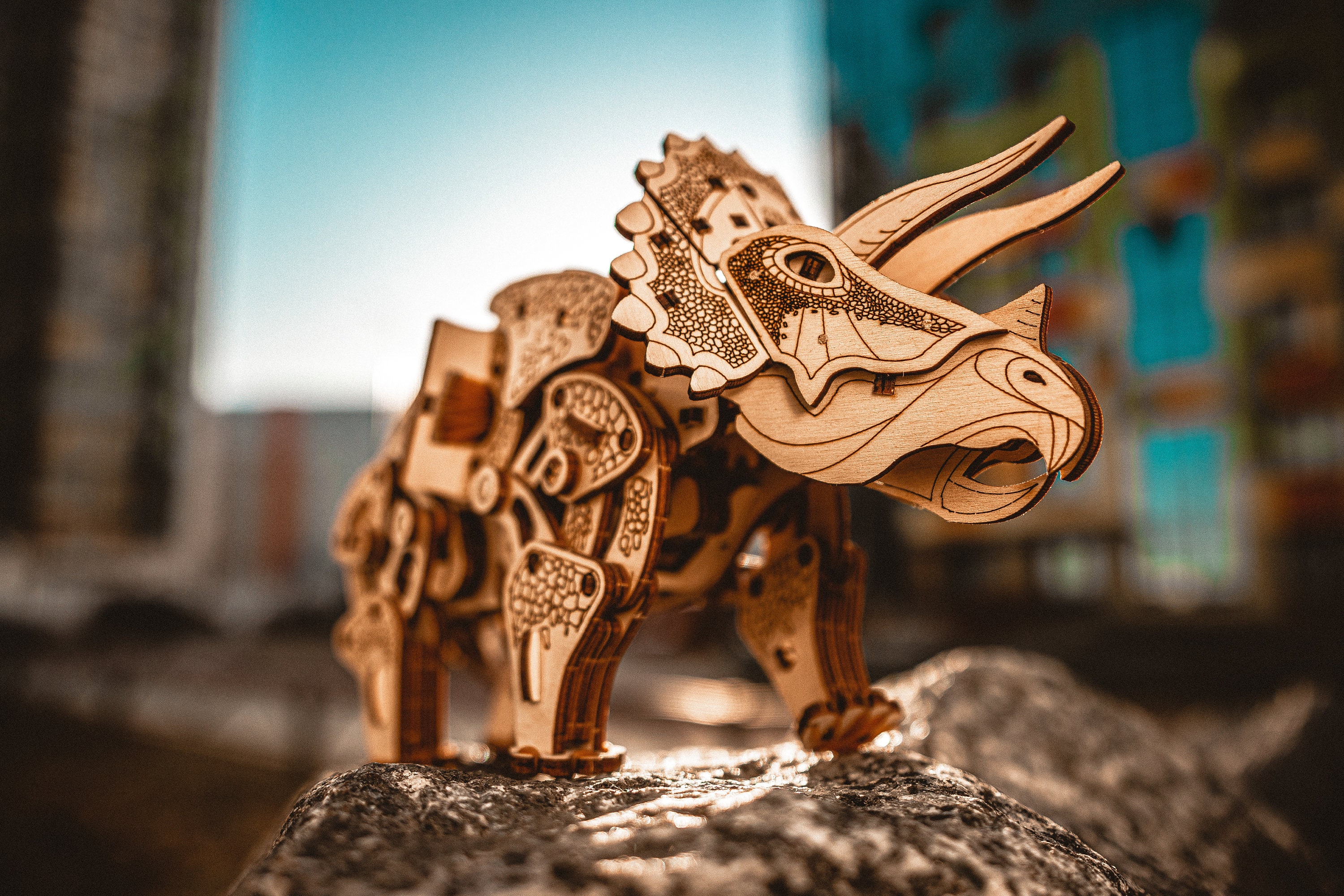 Triceratops Wooden 3D Mechanical Puzzle Dinosaur Modeling Kit - Etsy