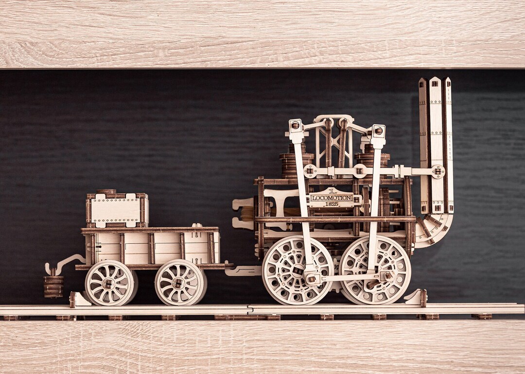 Locomotion DIY Wooden Modeling Kit, Train Station 3D Mechanical Puzzle ...