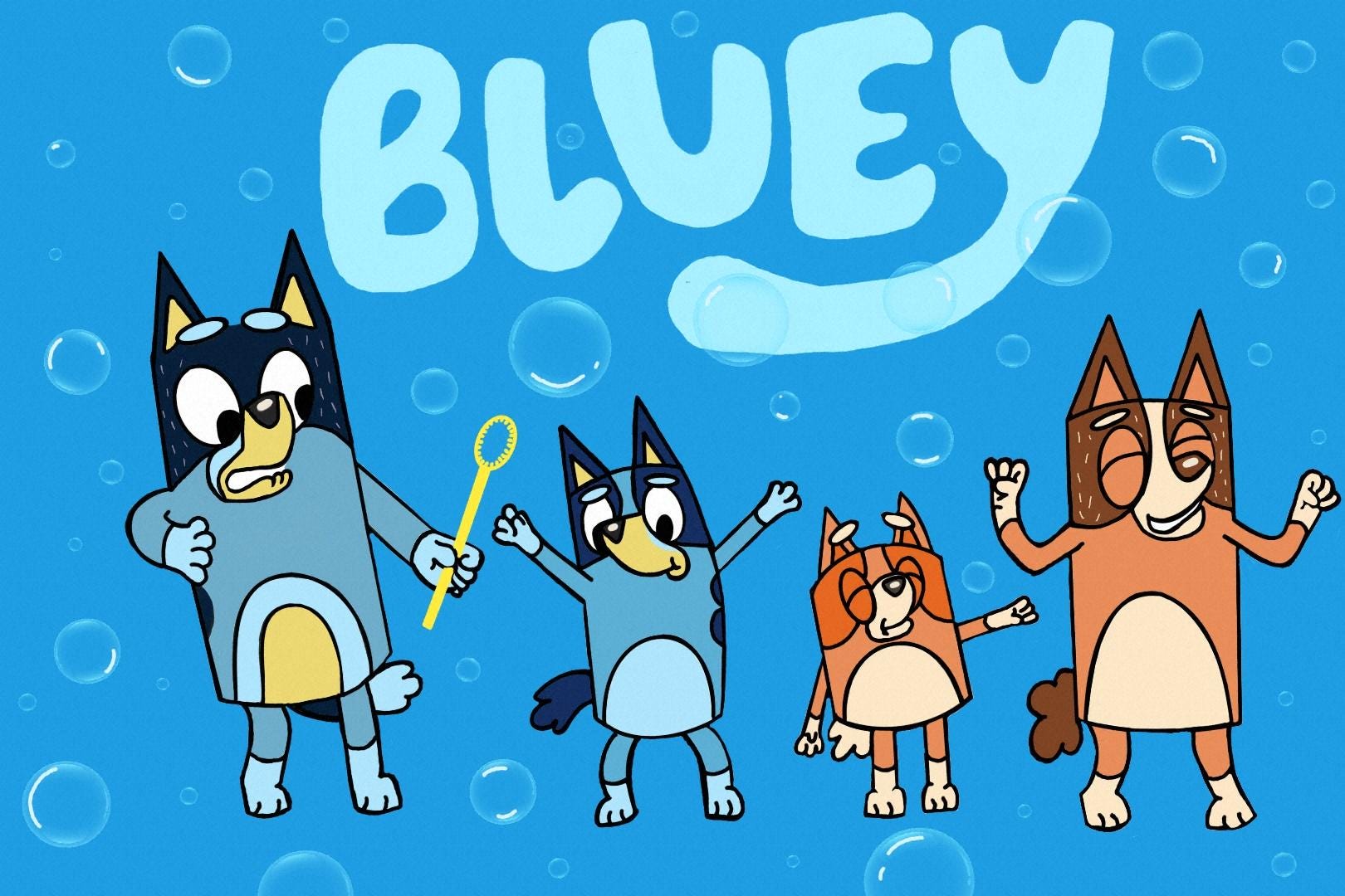 Hand Drawn Bluey & Family - Bluey Print - Digital Download - Digital ...