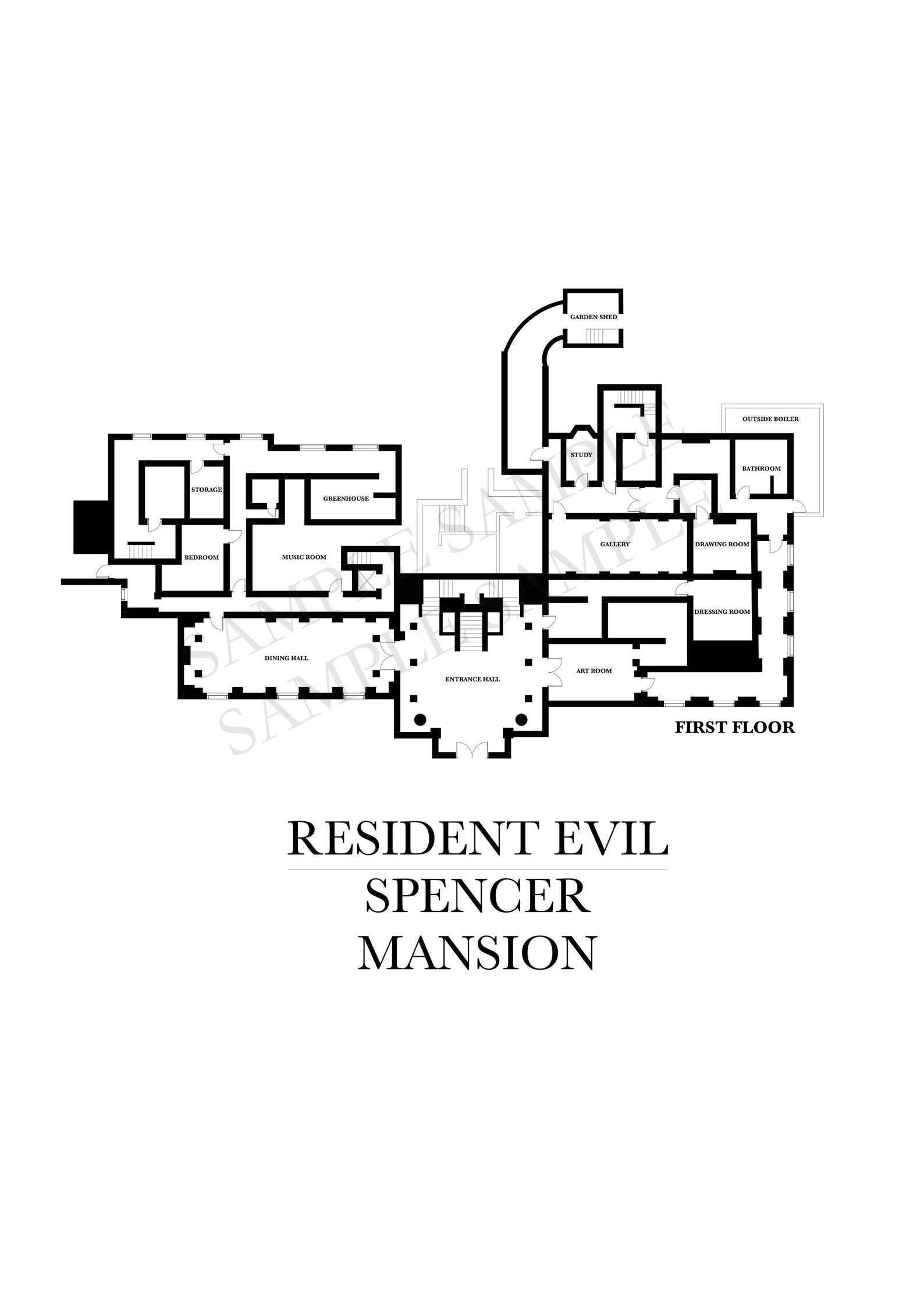 Resident Evil Spencer Mansion Digital Download CAD Bauplan - Etsy