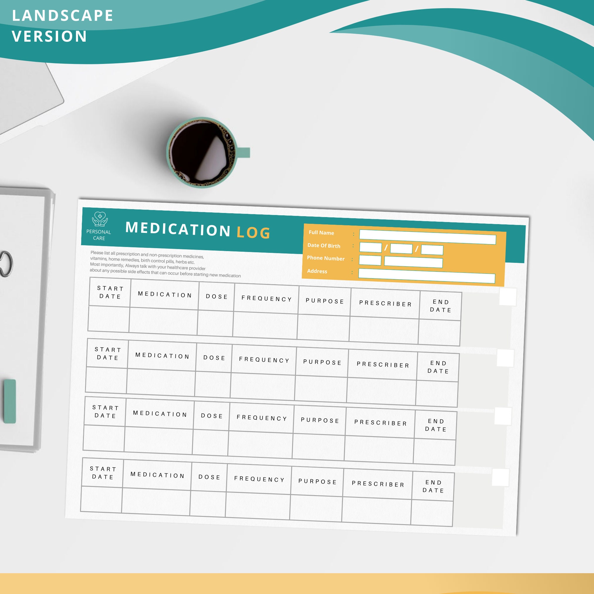 Printable Medication Tracker,medication Chart, Medication Report ...