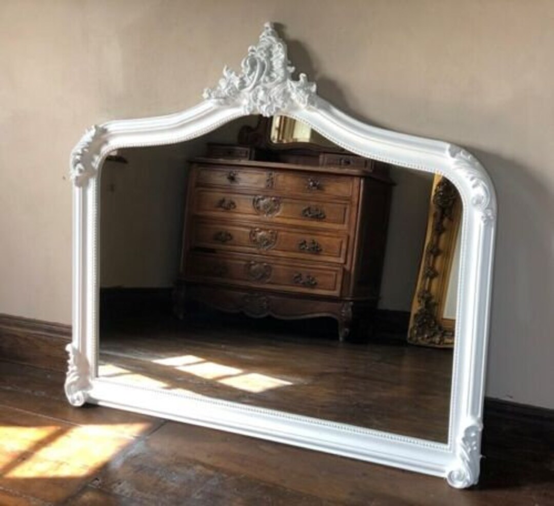 Large Arch Scroll Ornate Statement French Wood Over Mantle Gilt Swept ...