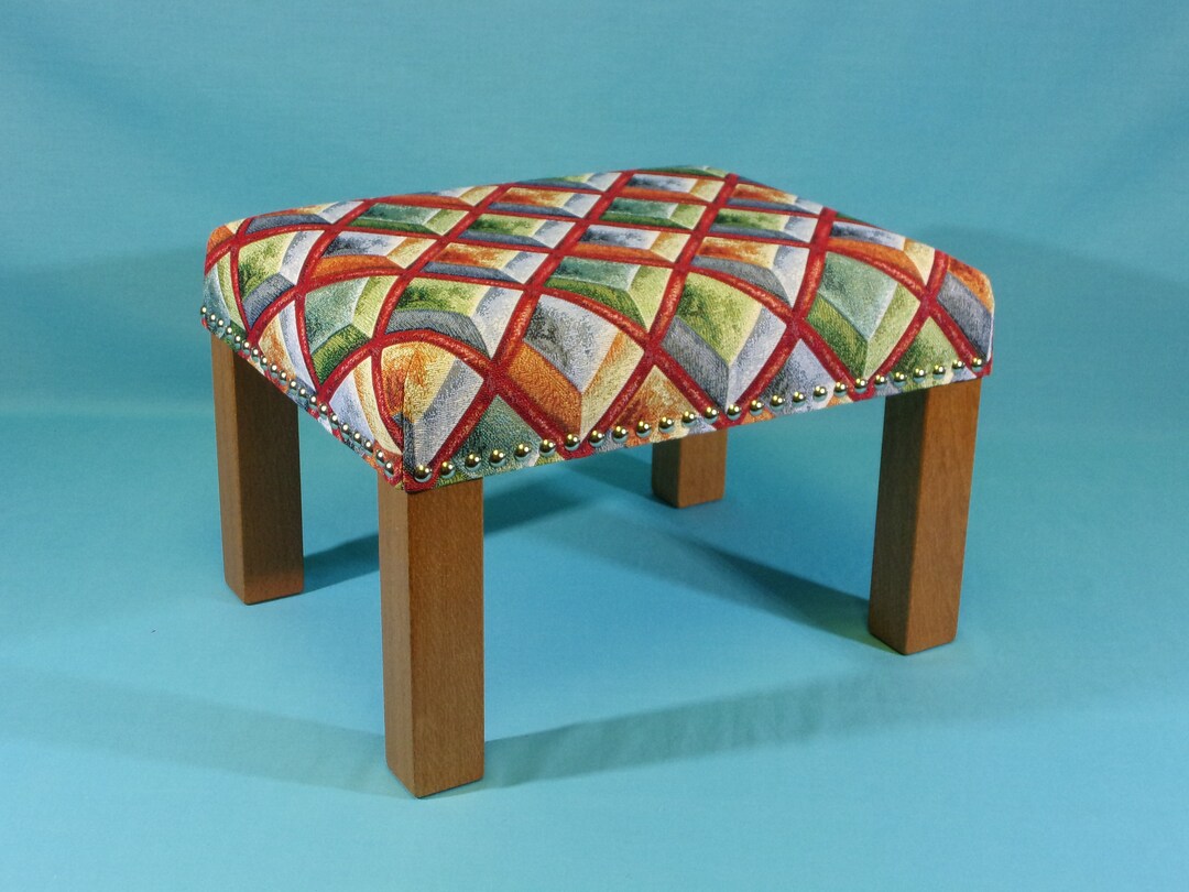 CONTEMPORARY STYLE FOOTSTOOL With Square Legs Hand Made From Lacewood ...