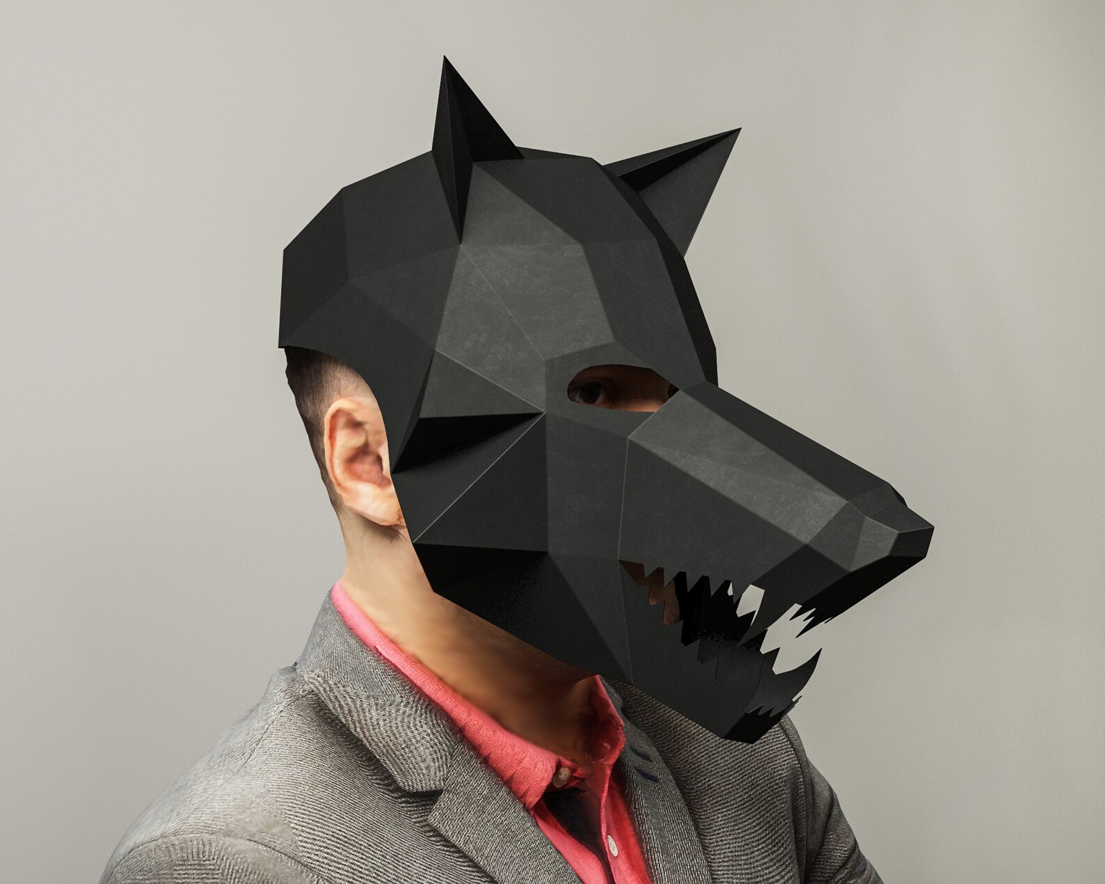 Wolf Mask SVG, Papercraft Wolf Mask Template, DIY Dog Mask 3D Pattern ...