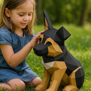 Papercraft Dog German Shepherd Template | 3D Paper Craft Dog SVG + DXF ...