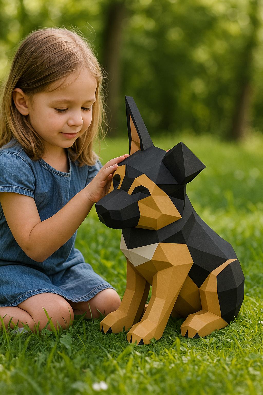 Papercraft Dog German Shepherd Template | 3D Paper Craft Dog SVG + DXF ...