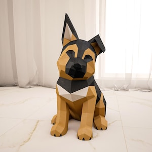 Papercraft Dog German Shepherd Template | 3D Paper Craft Dog SVG + DXF ...