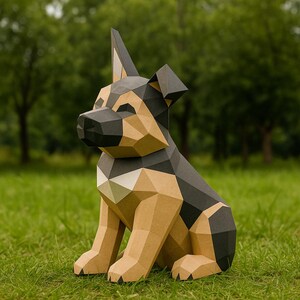 Papercraft Dog German Shepherd Template | 3D Paper Craft Dog SVG + DXF ...
