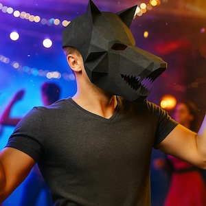 Wolf Mask SVG, Papercraft Wolf Mask Template, DIY Dog Mask 3D Pattern ...