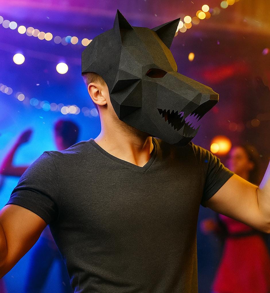 Wolf Mask SVG, Papercraft Wolf Mask Template, DIY Dog Mask 3D Pattern ...