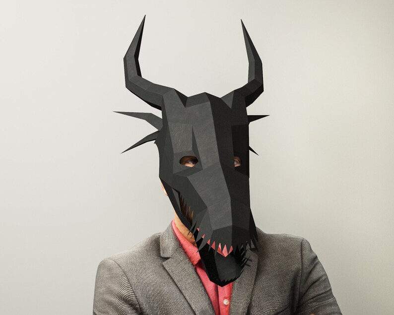 Dragon Mask Template SVG Papercraft Mask DXF Low Poly Paper - Etsy ...