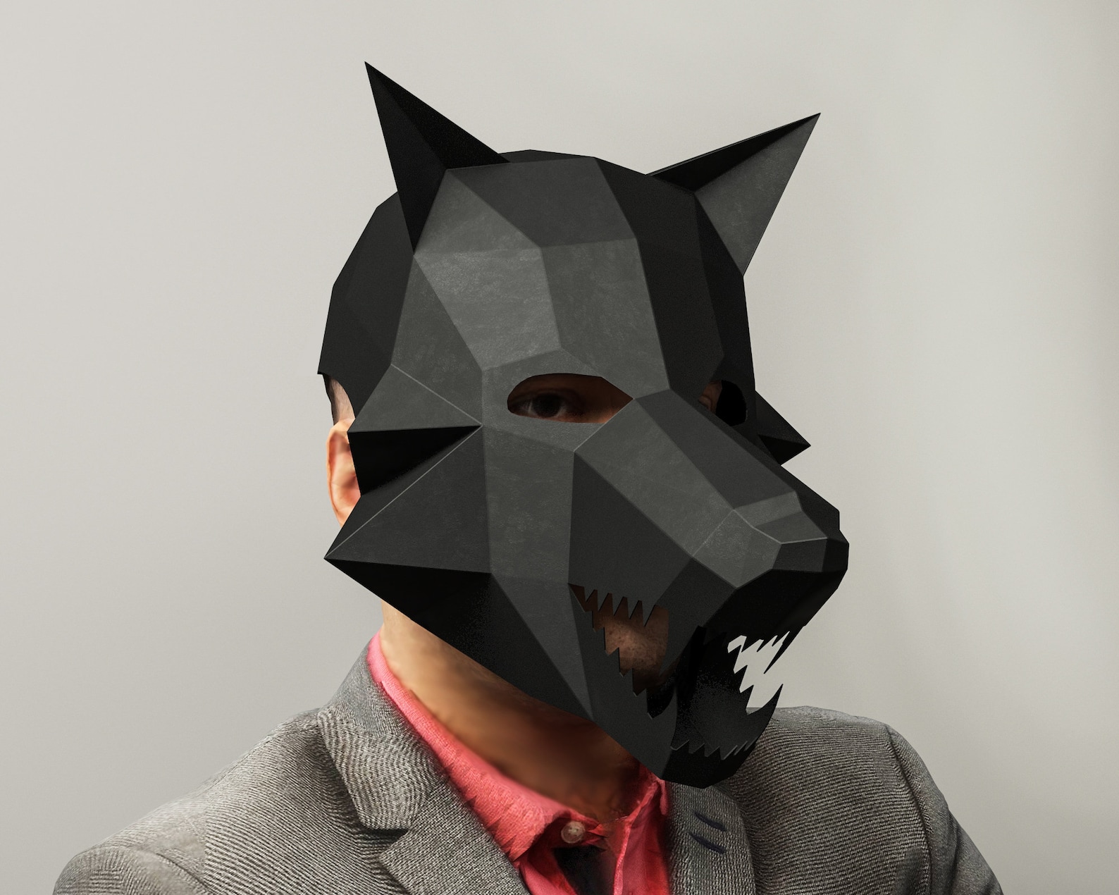 Wolf Mask SVG, Papercraft Wolf Mask Template, DIY Dog Mask 3D Pattern ...