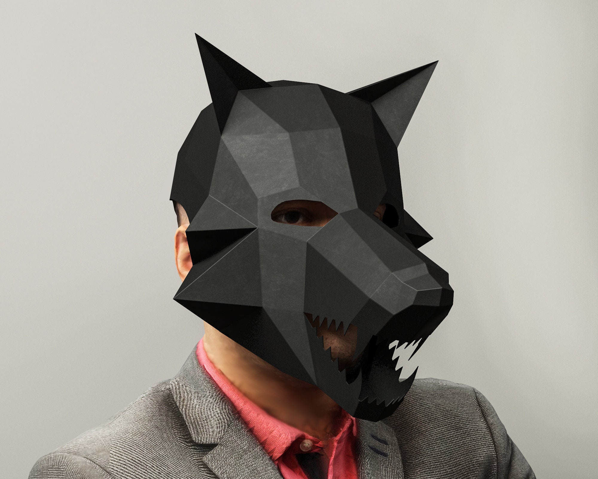 Wolf Mask SVG, Papercraft Wolf Mask Template, DIY Dog Mask 3D Pattern ...