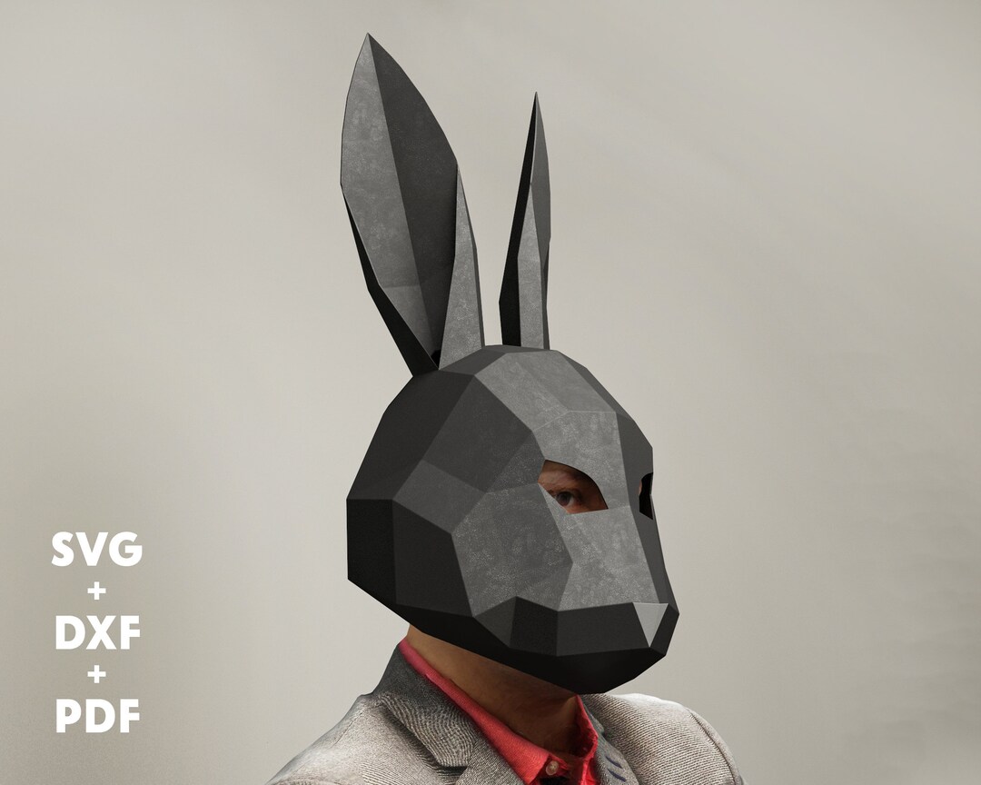 Rabbit Mask SVG Template, Papercraft Mask, Paper Craft Bunny Mask, 3D ...