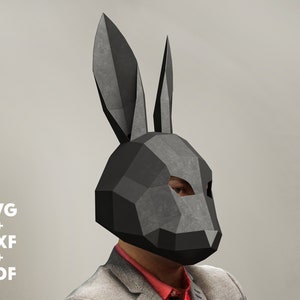 Rabbit Mask SVG Template, Papercraft Mask, Paper Craft Bunny Mask, 3D ...
