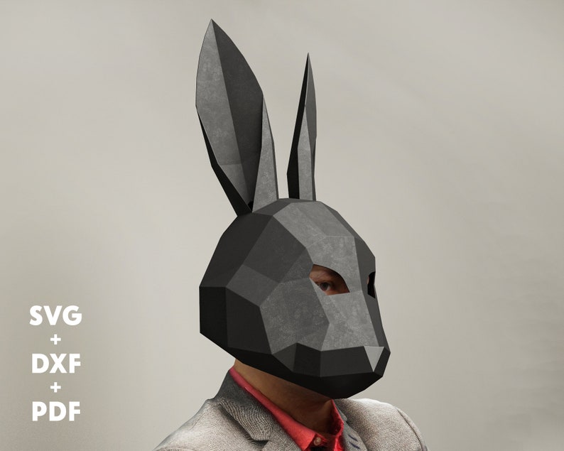 Rabbit Mask SVG Template, Papercraft Mask, Paper Craft Bunny Mask, 3D ...