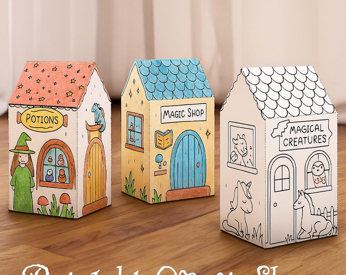 Paper Houses, Castle, Windmill Printable Colouring and Craft for Kids ...