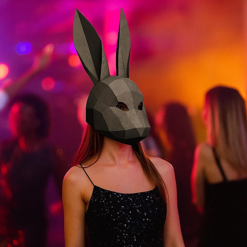 Rabbit Mask SVG Template, Papercraft Mask, Paper Craft Bunny Mask, 3D ...