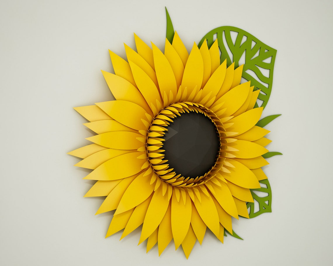 Paper Craft Sunflower, DIY Flower Svg, Dxf, Pdf Temlate, 3D Papercraft ...
