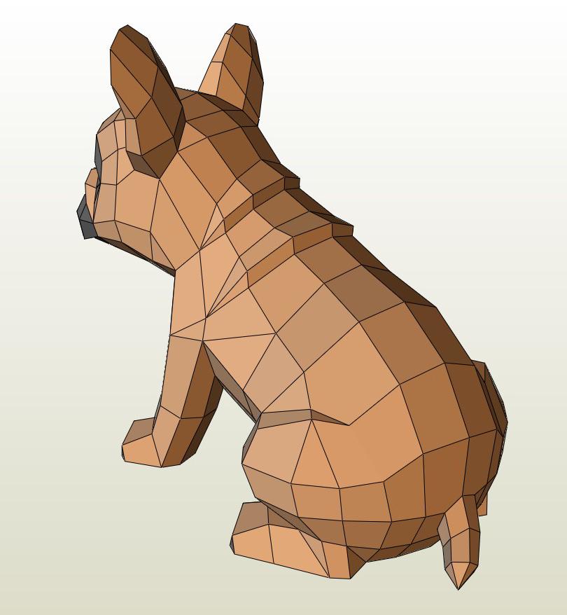 Fridolin Bulldog 3d Paper Model Download Papercraft Dog French Bulldog ...
