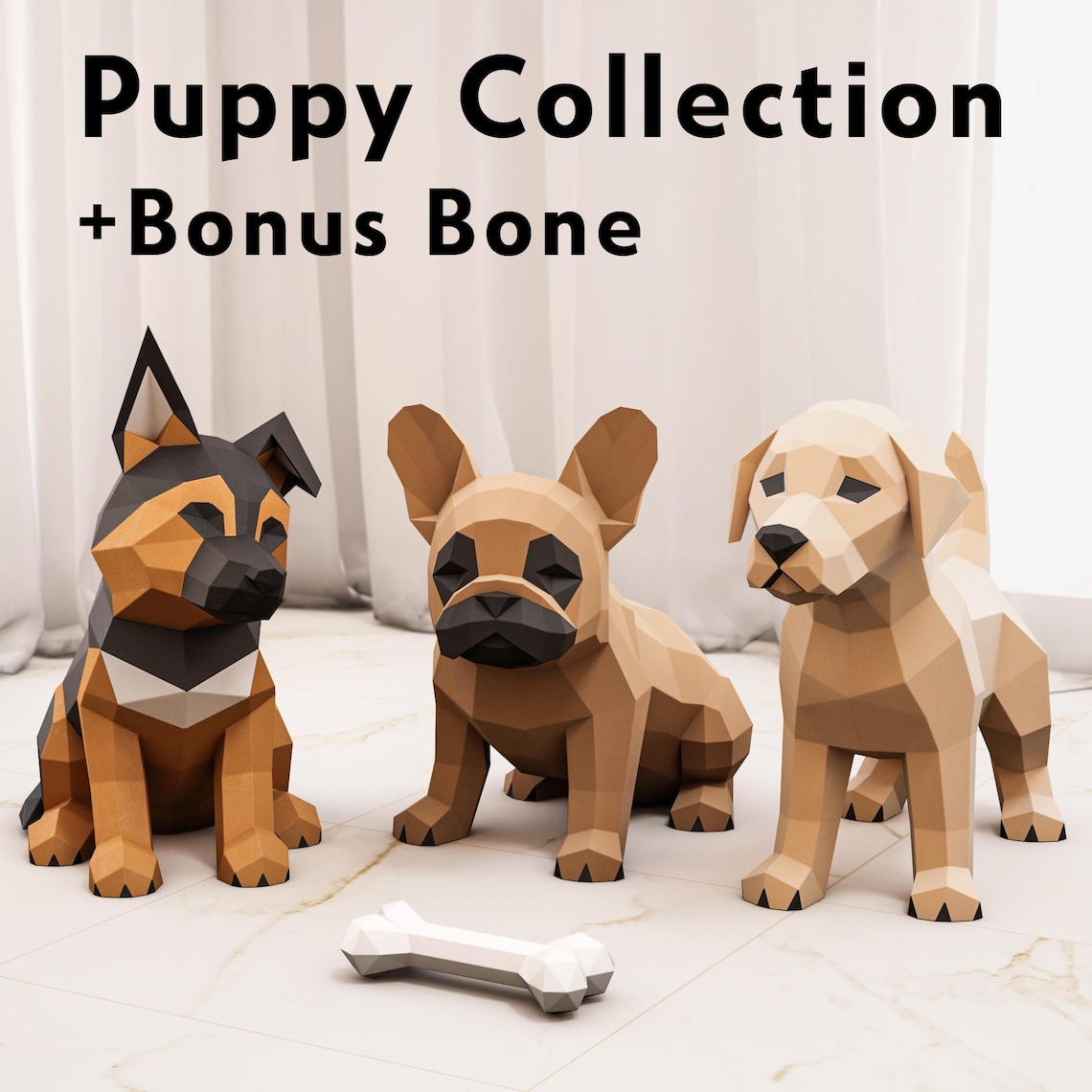 Papercraft Puppy Collection, Paper Craft Dogs Labrador Shepherd Bulldog ...