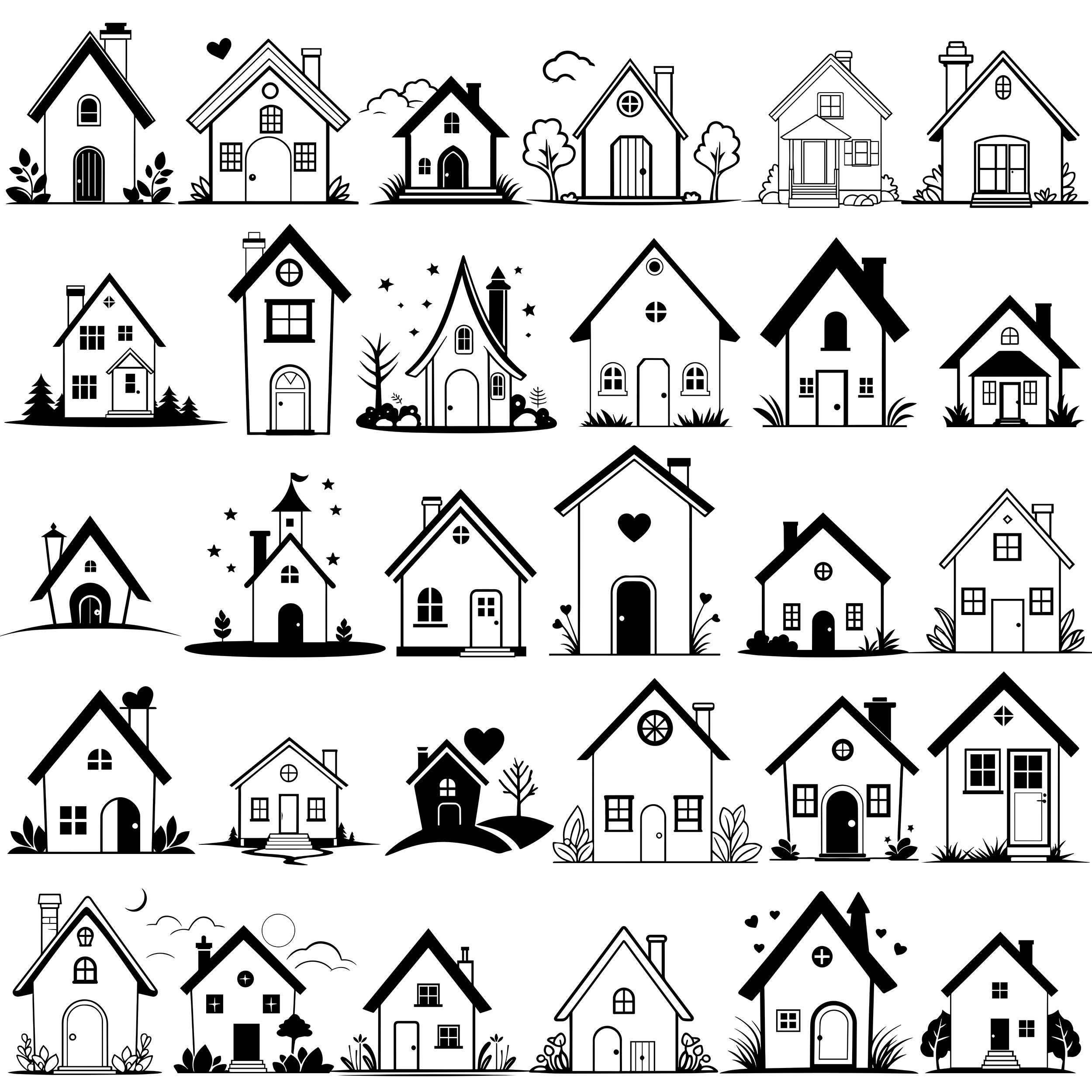House SVG Bundle Set of 30, Home Svg Dxf Eps Png, Vector Houses, House ...