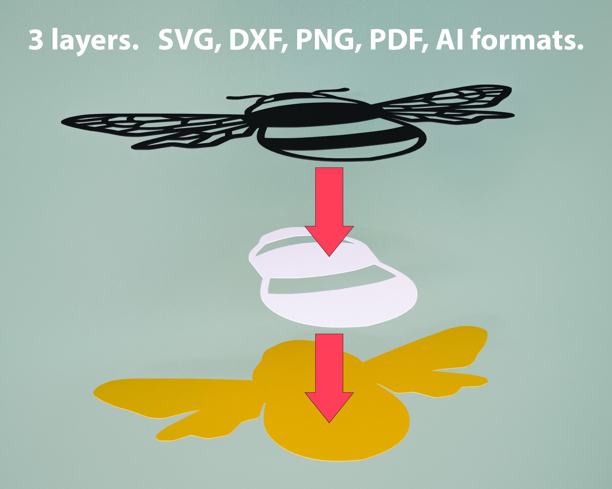 SVG Bumblebee Template, Layered Bee DXF Bundle for Compositions, Paper ...