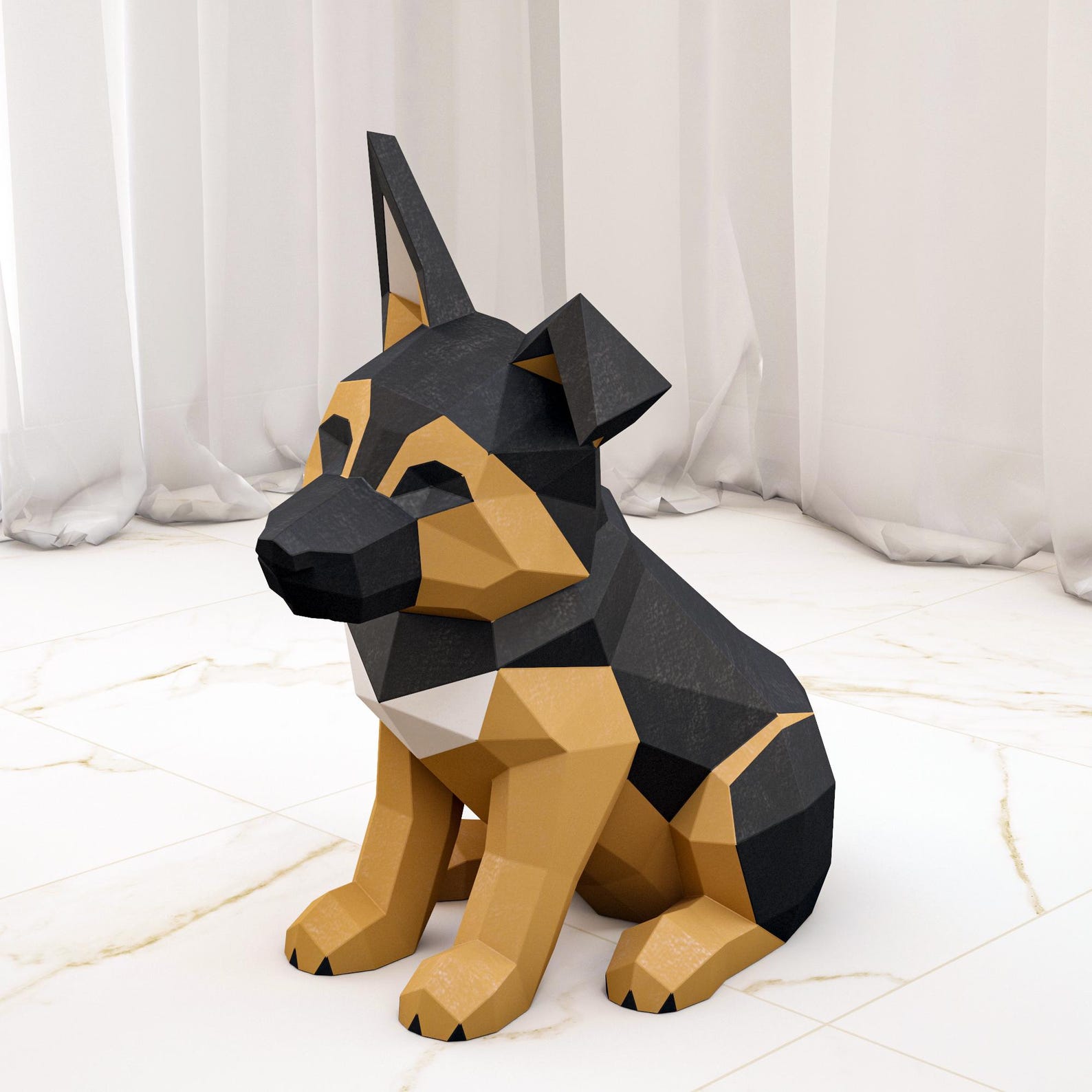 Papercraft Dog German Shepherd Template | 3D Paper Craft Dog SVG + DXF ...