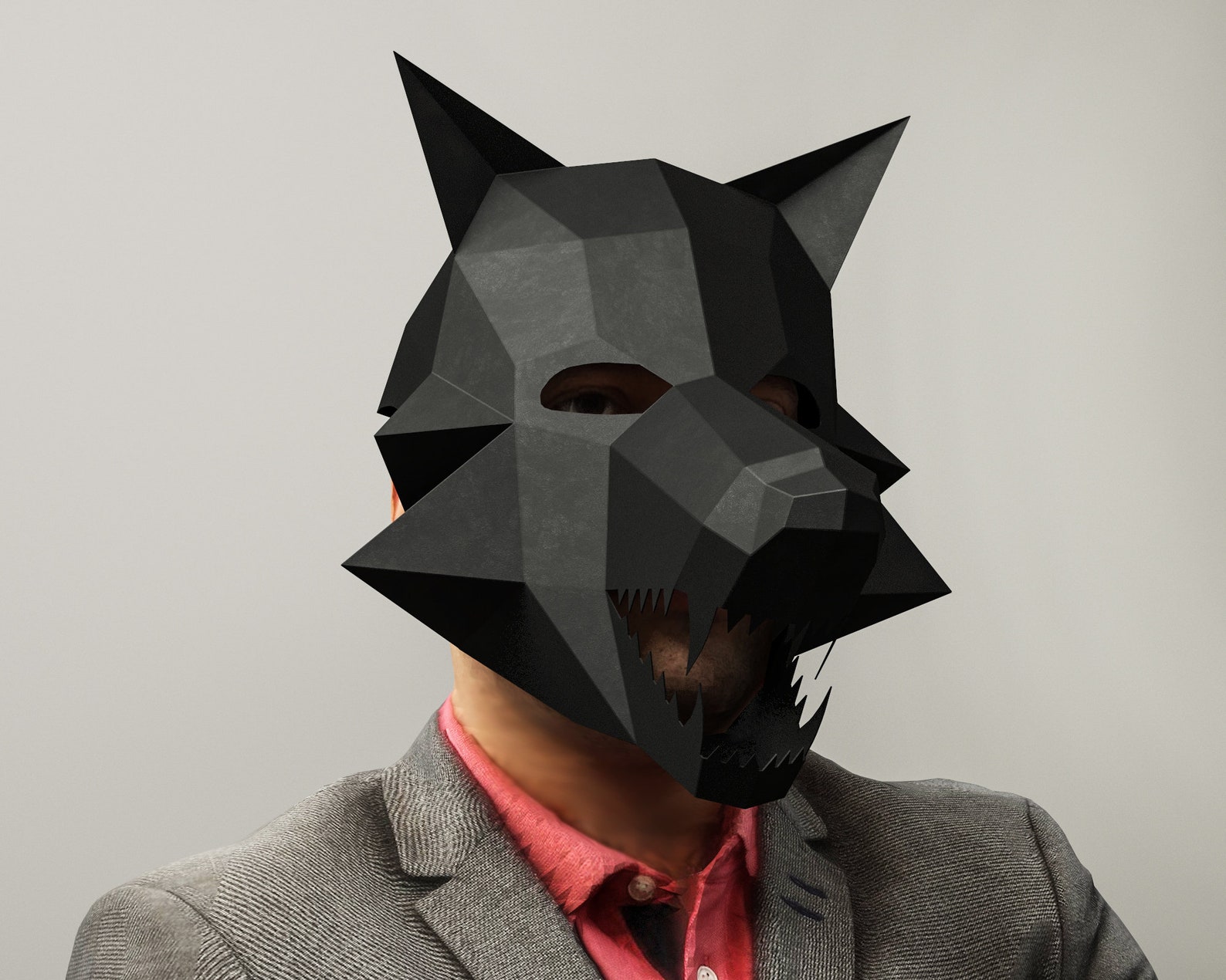 Wolf Mask SVG, Papercraft Wolf Mask Template, DIY Dog Mask 3D Pattern ...