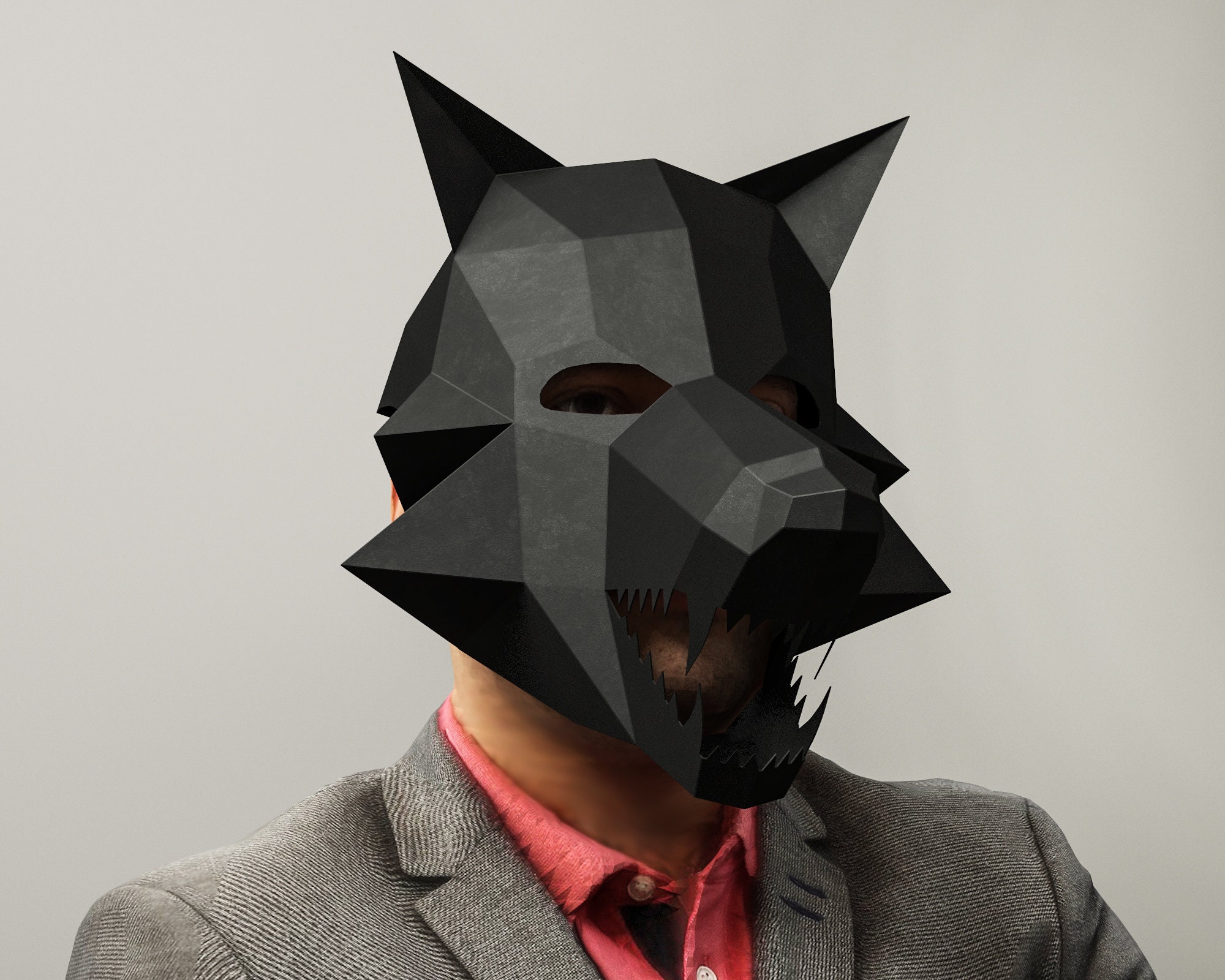 Wolf Mask SVG, Papercraft Wolf Mask Template, DIY Dog Mask 3D Pattern ...