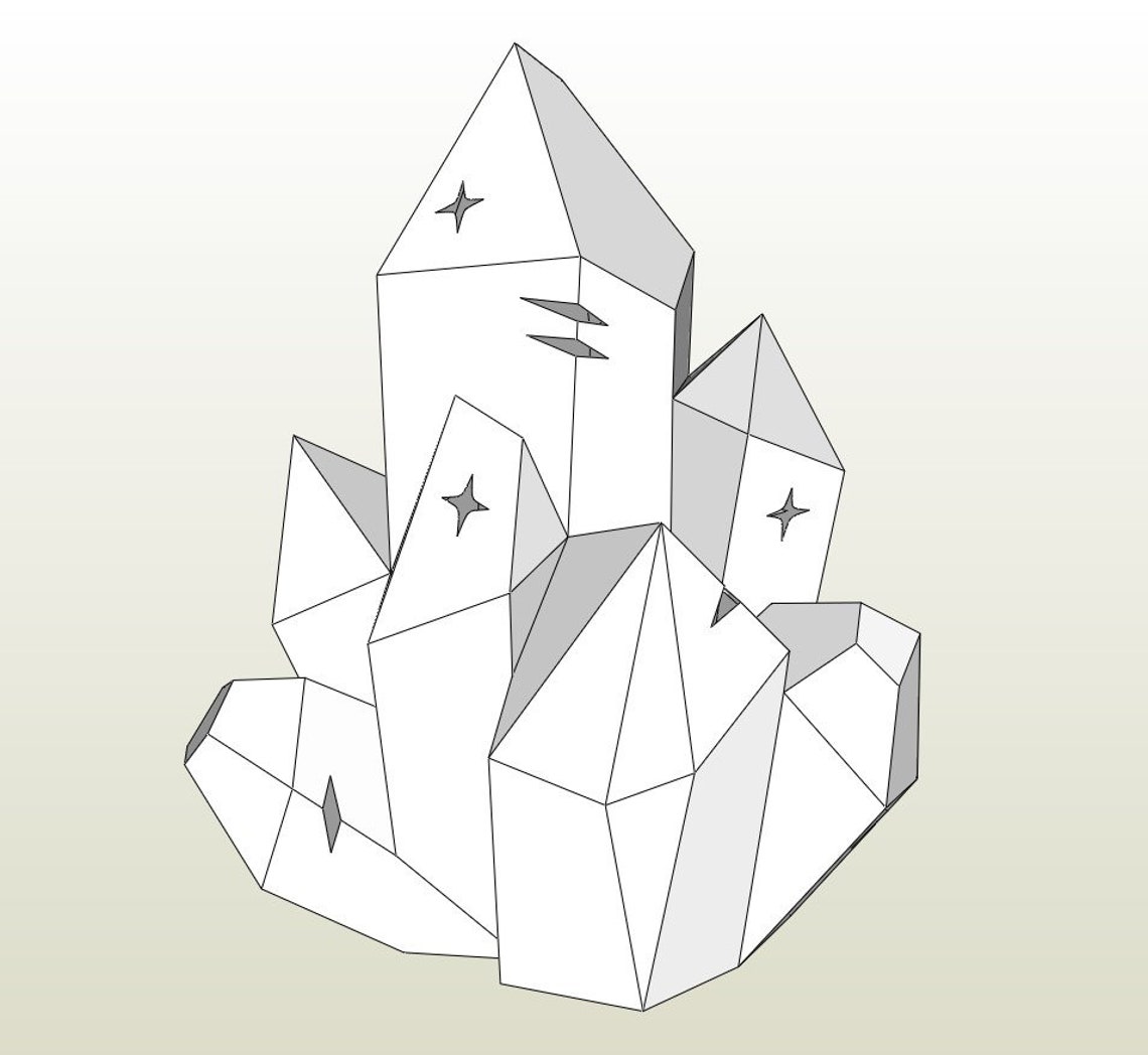 Papercraft Crystal SVG DXF PDF Template, Diy Paper Night Lamp, 3D Paper ...