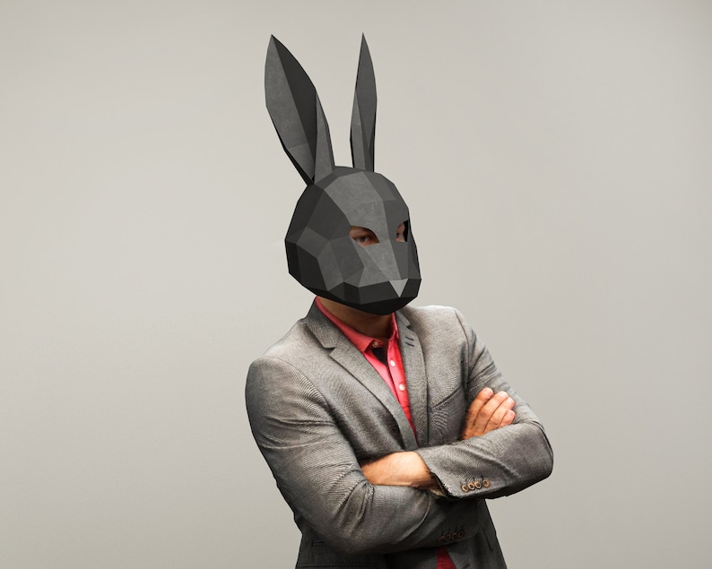 Rabbit Mask SVG Template, Papercraft Mask, Paper Craft Bunny Mask, 3D ...