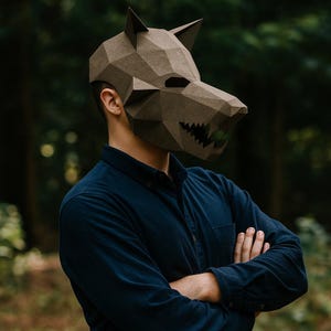 Wolf Mask SVG, Papercraft Wolf Mask Template, DIY Dog Mask 3D Pattern ...