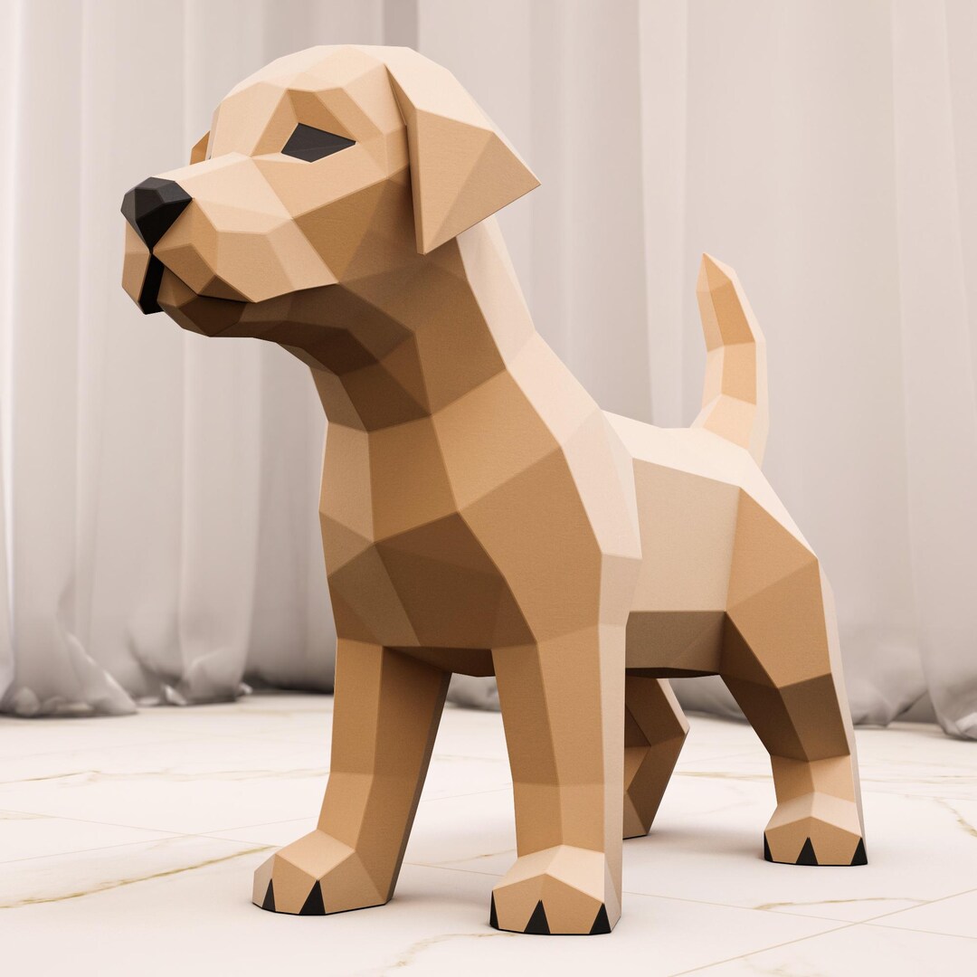 Papercraft Dog Labrador Retriever Template | 3D Paper Craft Dog SVG ...