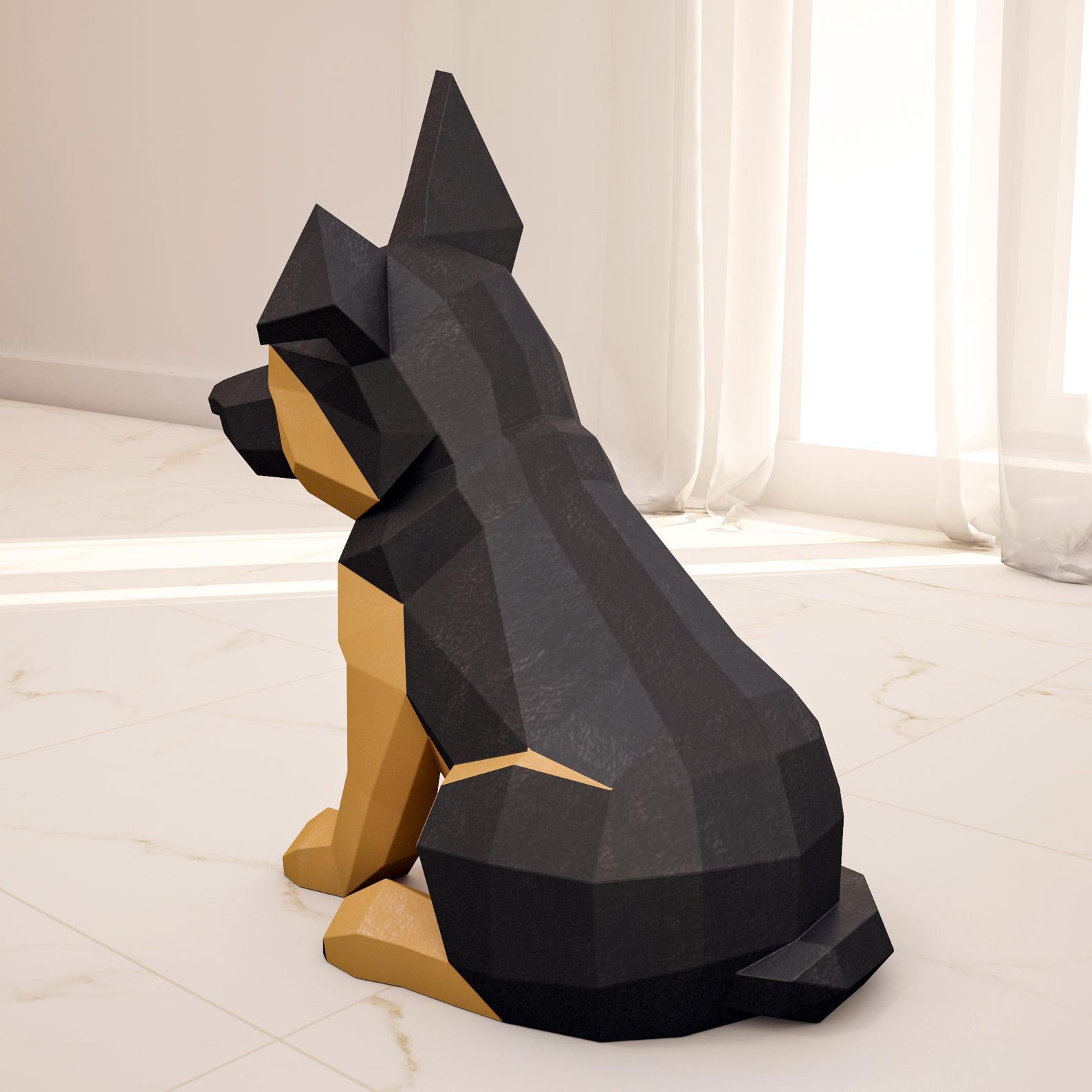 Papercraft Dog German Shepherd Template | 3D Paper Craft Dog SVG + DXF ...