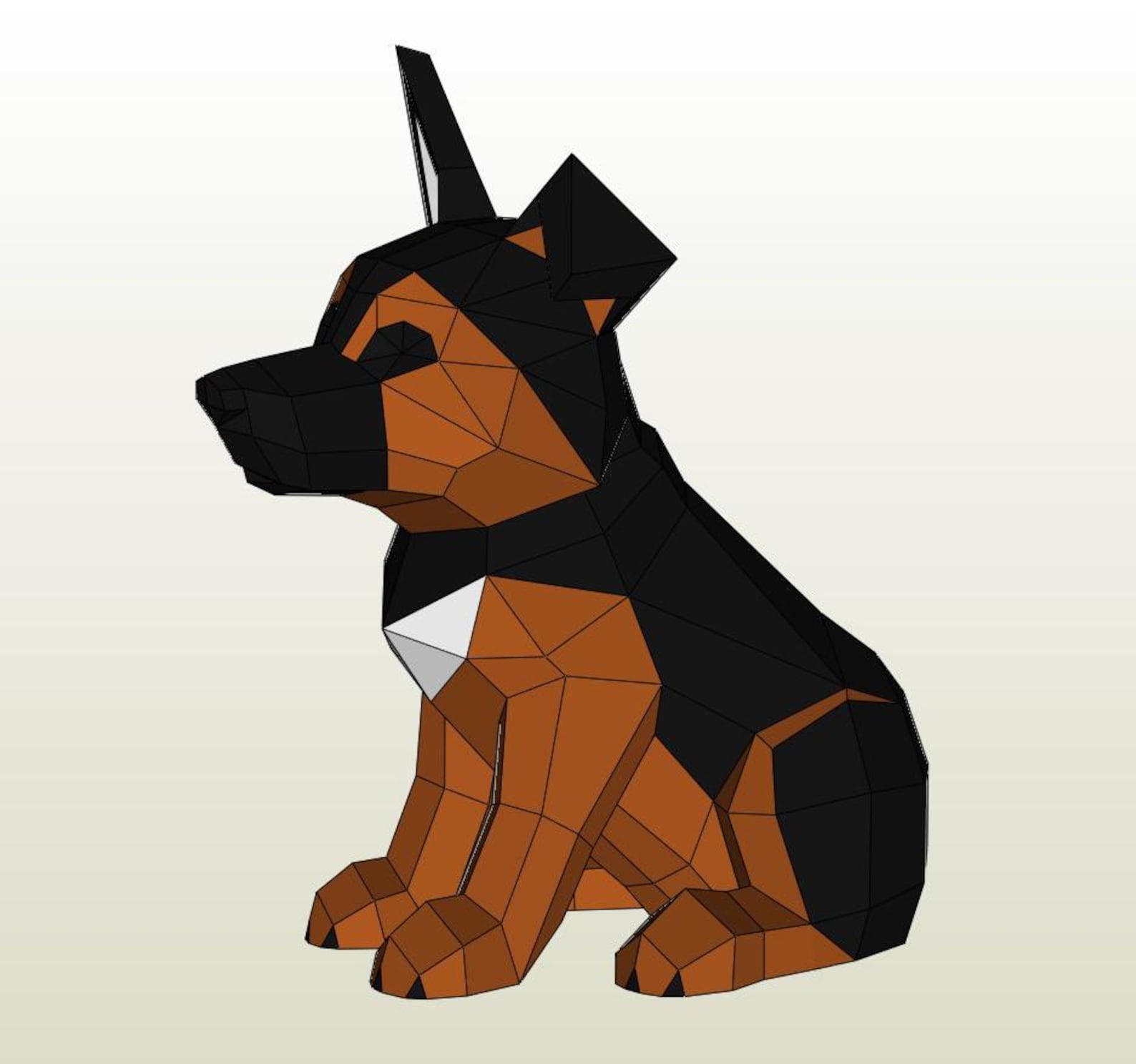 Papercraft Dog German Shepherd Template | 3D Paper Craft Dog SVG + DXF ...